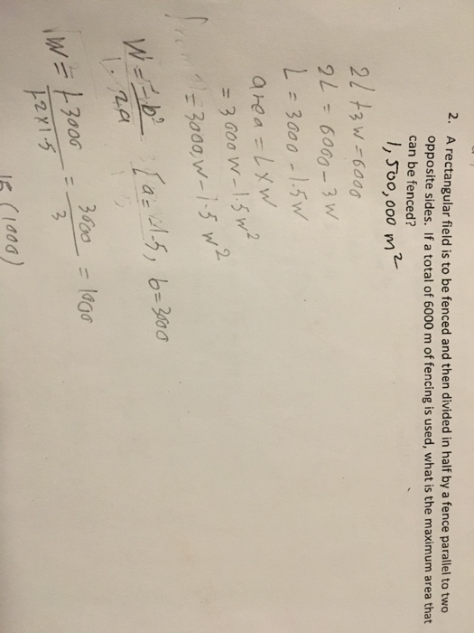 Solved A rectangular field is to be fenced and then divided | Chegg.com