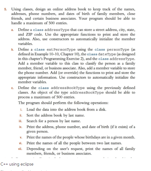 Solved 5. Using classes, design an online address book to | Chegg.com