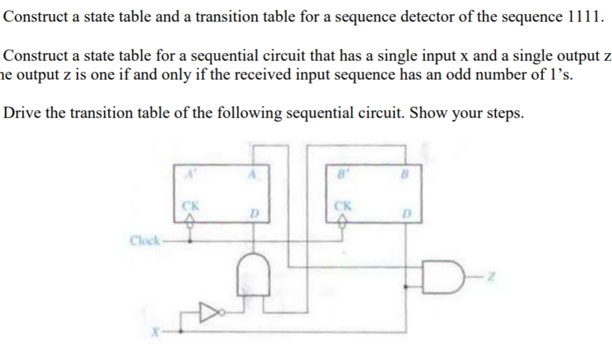 Solved Construct A State Table And A Transition Table For A 