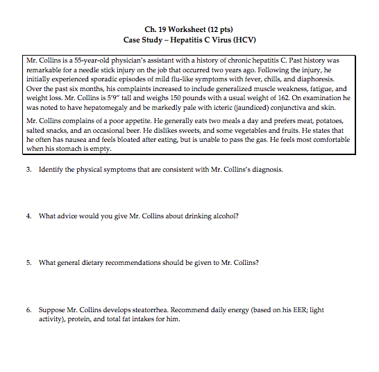 Solved Ch. 19 Worksheet (12 pts) Case Study- Hepatitis C | Chegg.com