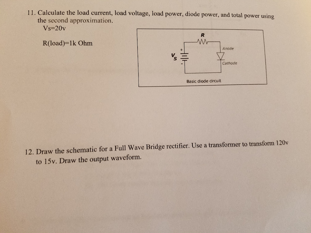 Solved 11. Calculate the load current, load voltage, load | Chegg.com