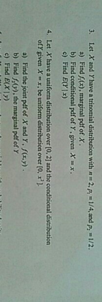Solved Let X and Y have a trinomial distribution with n = 2, | Chegg.com