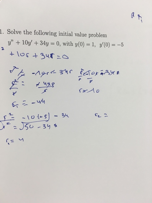 Solved Solve the following initial value problem y" + 10y' | Chegg.com