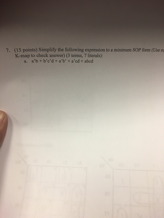Solved Simplify the following expression to a minimum SOP | Chegg.com