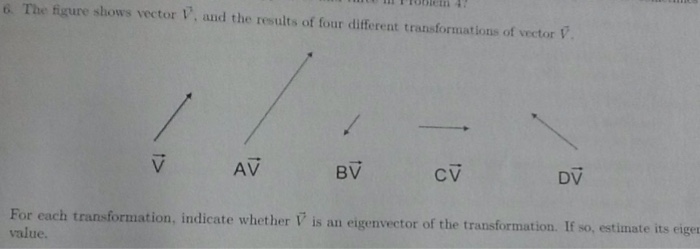 The figure shows vector V, and the results of four | Chegg.com
