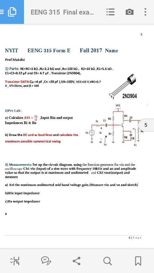 EENG 315 Final exa NYIT EENG 315 Form J Fall 2017 | Chegg.com