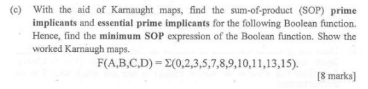 Solved Finding Prime Implicants and Essential Prime | Chegg.com