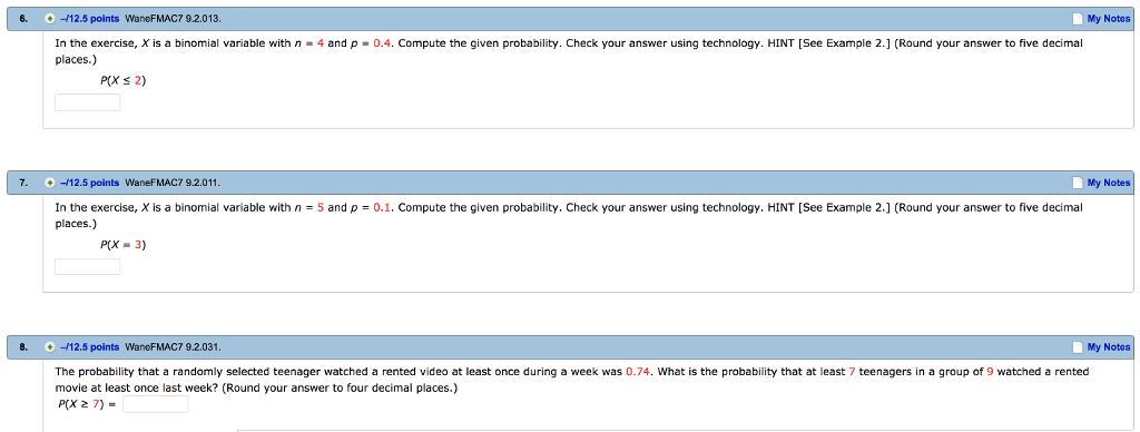 Solved 6. -12.5 points WaneFMAC7 9.2.013. My Notes In the | Chegg.com