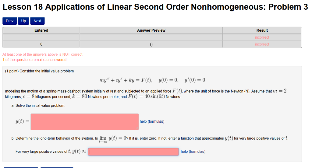Solved Lesson 18 Applications of Linear Second Order | Chegg.com
