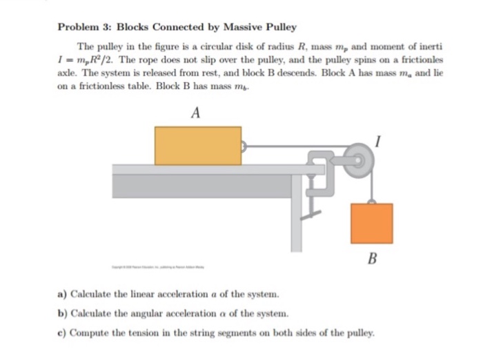 Solved Problem 3: Blocks Connected by Massive Pulley The | Chegg.com Solved Problem 3: Blocks Connected by Massive Pulley The | Chegg.com
