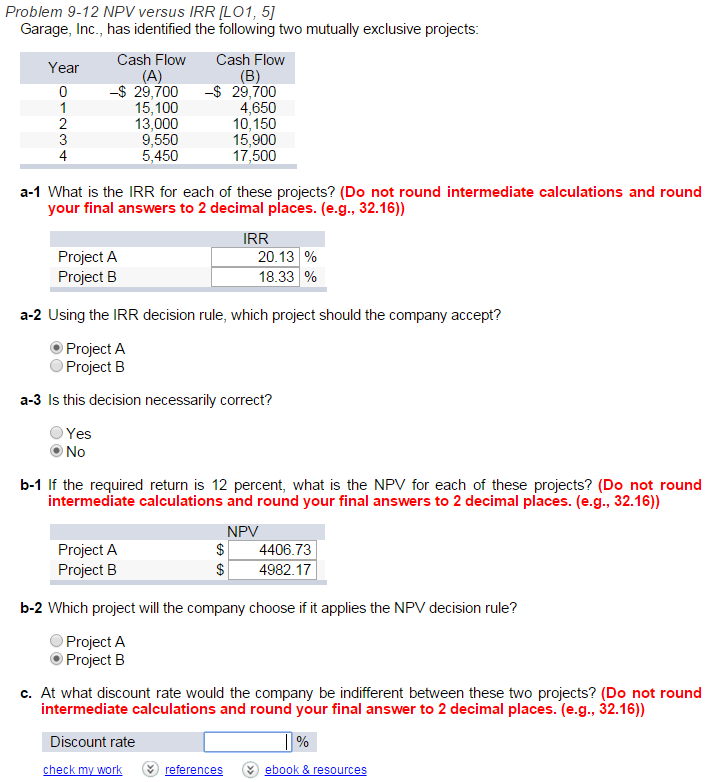 Solved c. At what discount rate would the company be | Chegg.com