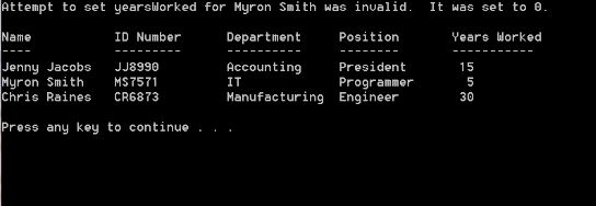 Solved C++ CODE Write a class named Employee that has the | Chegg.com