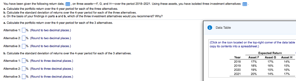 Solved You have been given the following return data,囲 on | Chegg.com