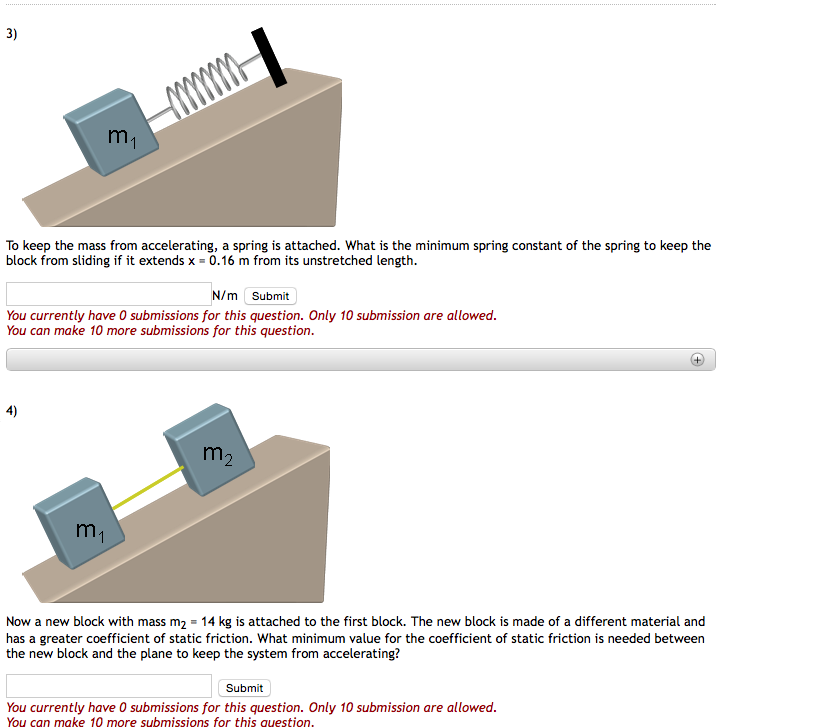 Solved Mass On Incline A block with mass m1-9.4 kg is on an | Chegg.com