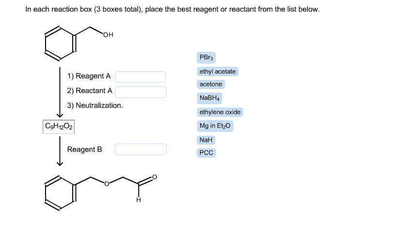 Solved In each reaction box (3 boxes total), place the best | Chegg.com