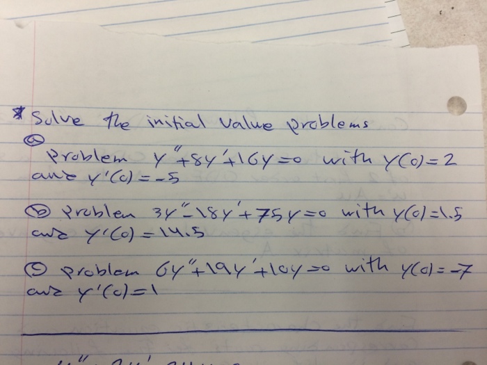 Solved Solve the initial value problems Problem y + 8y' + | Chegg.com