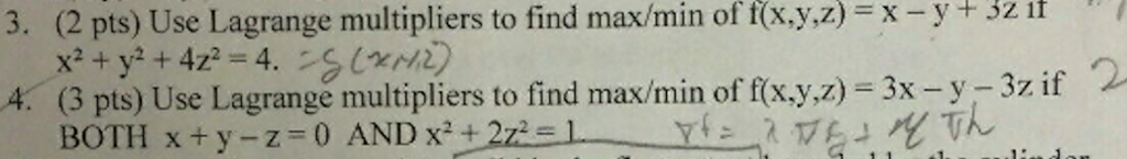 Solved Use Lagrange multipliers to find max/min of f(x, y, | Chegg.com