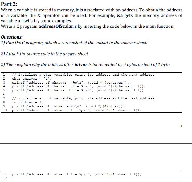 Solved Part 2 When A Variable Is Stored In Memory It Is 5299