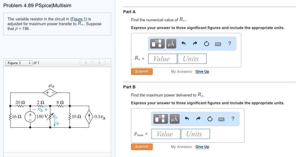 Solved Problem 4.89 PSpice|Multisim Part A The variable | Chegg.com