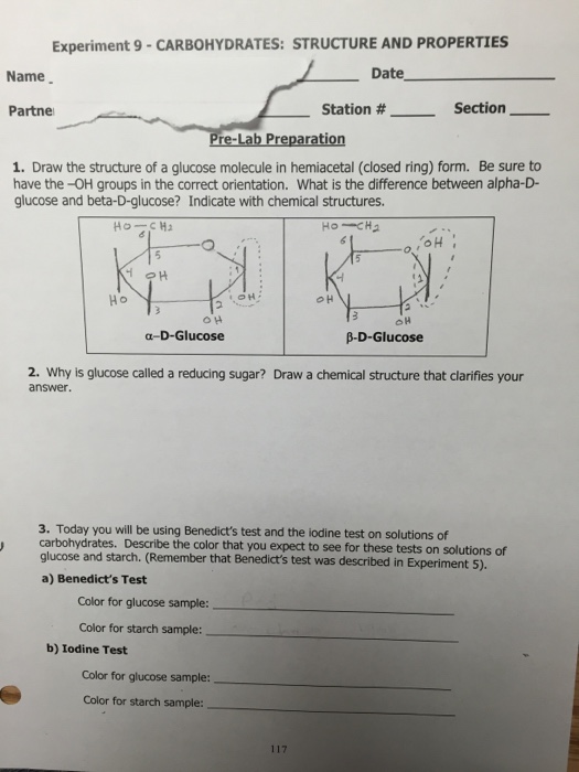Solved Experiment 9 CARBOHYDRATES: STRUCTURE AND PROPERTIES | Chegg.com