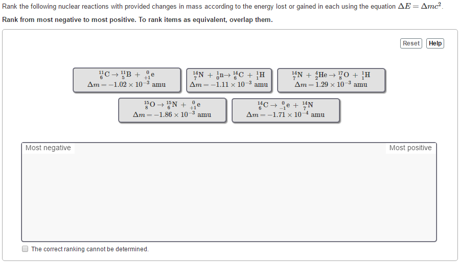 Solved Rank the following nuclear reactions with | Chegg.com