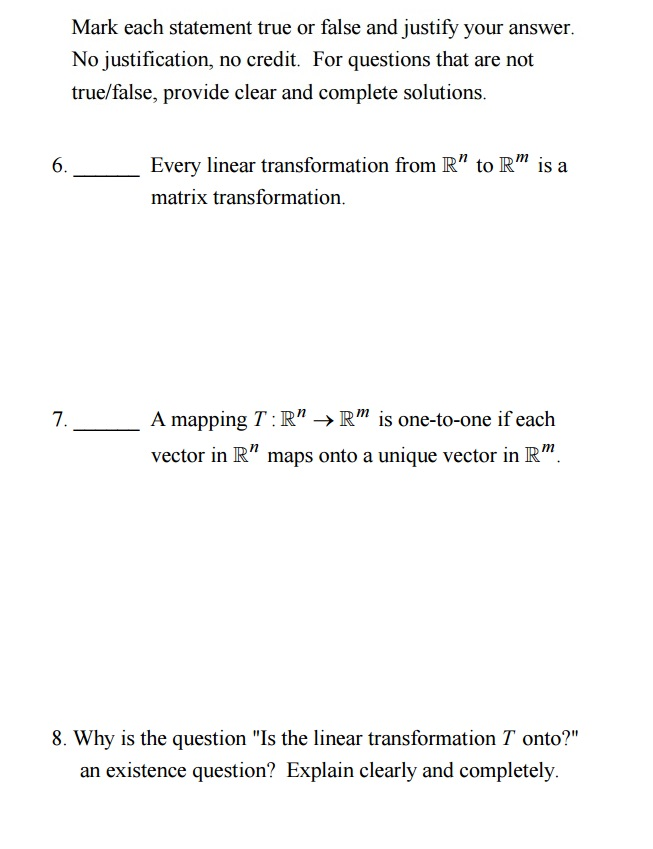 Solved Mark each statement true or false and justify your | Chegg.com