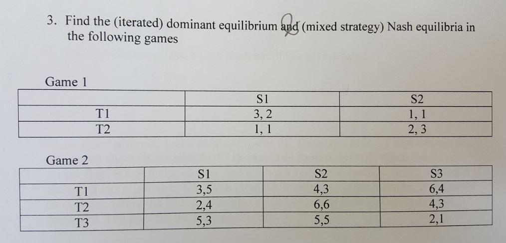 Solved Find the (iterated) dominant equilibrium and (mixed | Chegg.com