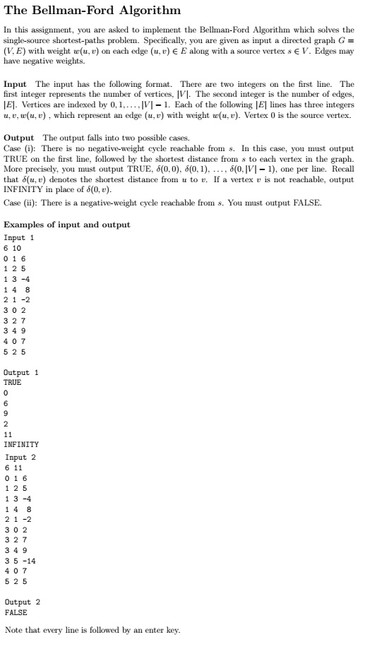 Solved The Bellman-Ford Algorithm In this assignment, you | Chegg.com