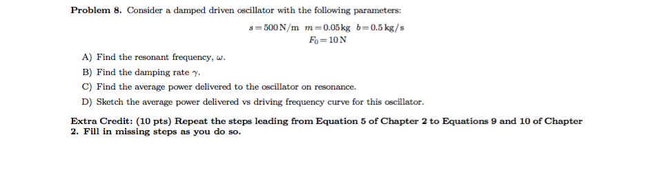 Consider a damped driven oscillator with the | Chegg.com