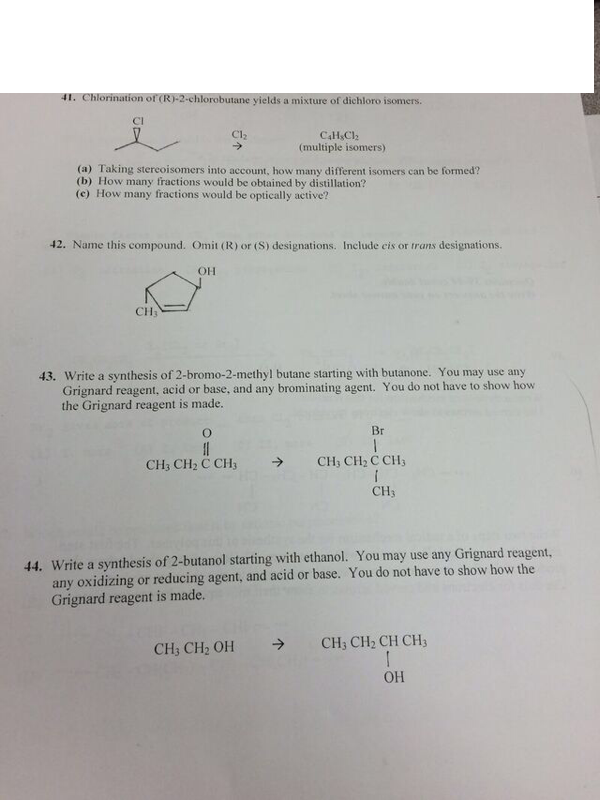 Solved Chlorination of (R)-2-chlorobutane: yields a mixture | Chegg.com