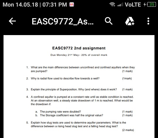 Solved Explain how slug tests are used to determine aquifer | Chegg.com