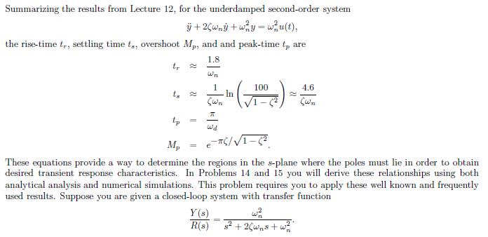 Solved Summarizing the results from Lecture 12, for the | Chegg.com