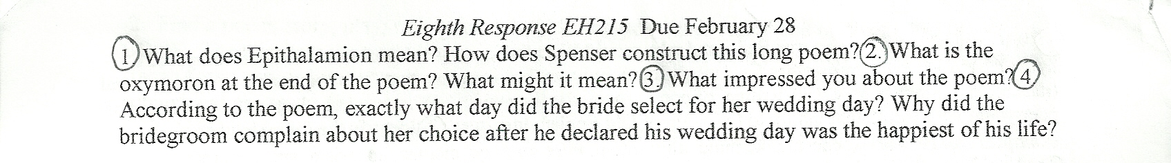 What does Epithalamion mean? How does Spenser | Chegg.com