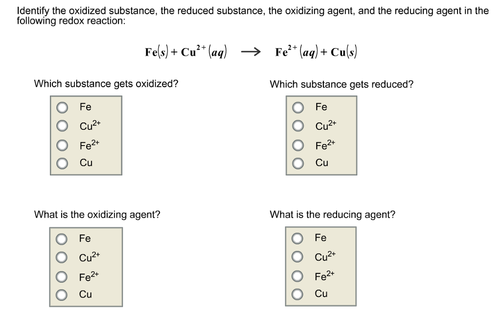 Solved Identify the oxidized substance, the reduced | Chegg.com