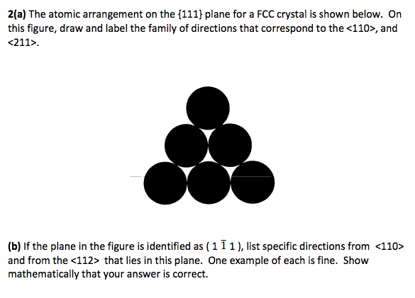 Solved The atomic arrangement on the {111} plane for a FCC | Chegg.com