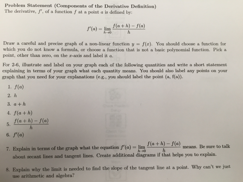 Solved Problem Statement (Components of the Derivative | Chegg.com