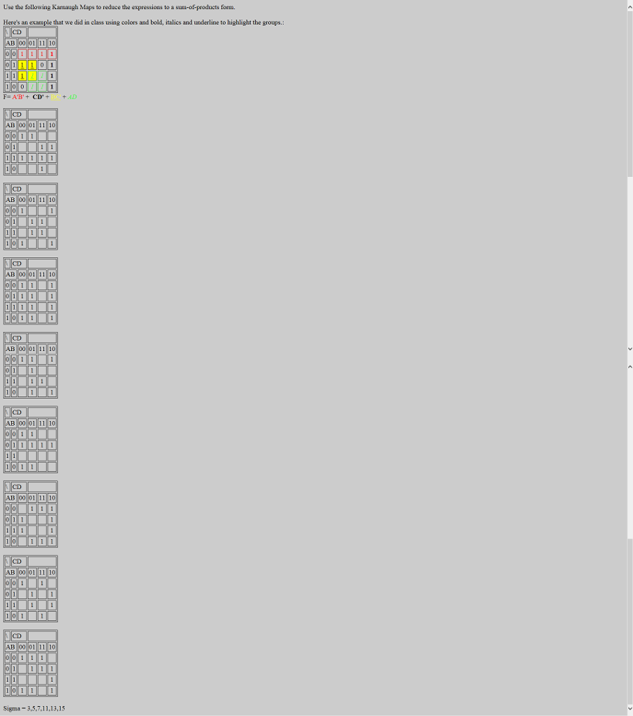 Solved Reduce logic equations given below using Karnaugh | Chegg.com