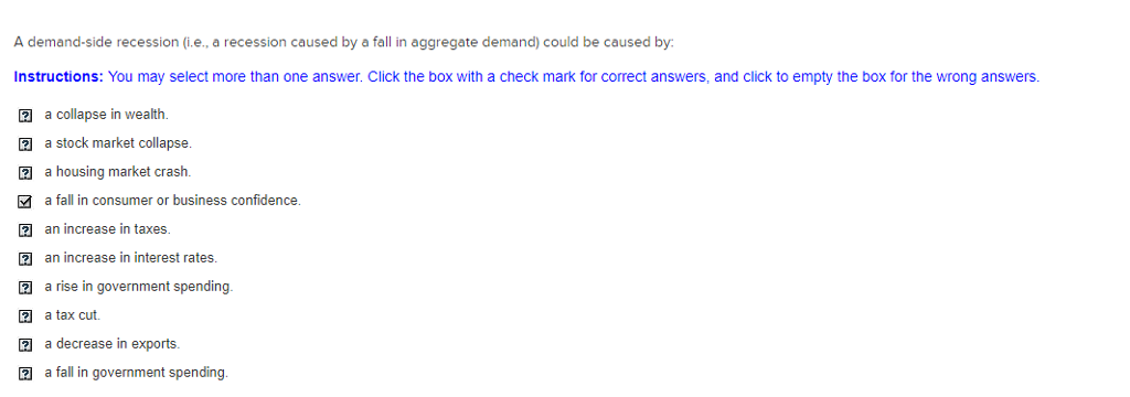 Solved A Demand Side Recession I E A Recession Caused By Chegg