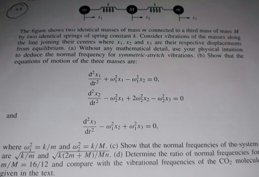 Solved 46 The figure shows two identical masses of mass m | Chegg.com