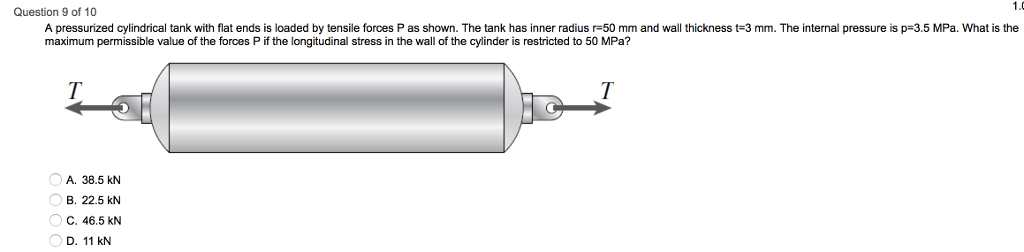 Solved A pressurized cylindrical tank with flat ends is | Chegg.com