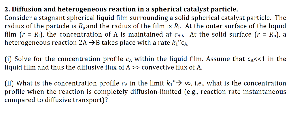 Mass transfer problem regarding diffusion: | Chegg.com