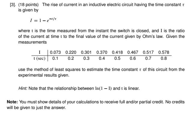 Solved [3]. (18 points) is given by The rise of current in | Chegg.com