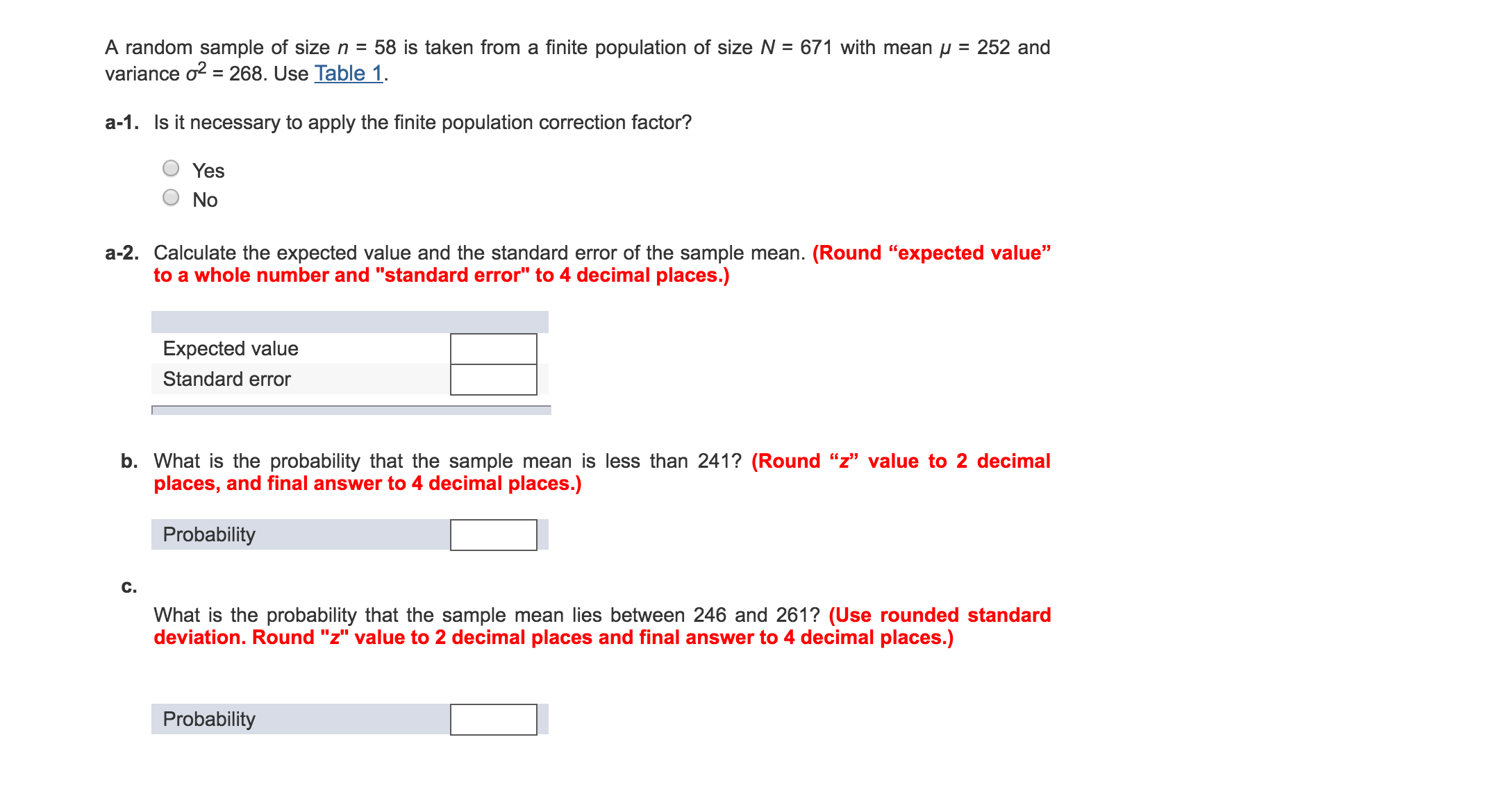 Solved A Random Sample Of Size N 58 Is Taken From A Finite 0716