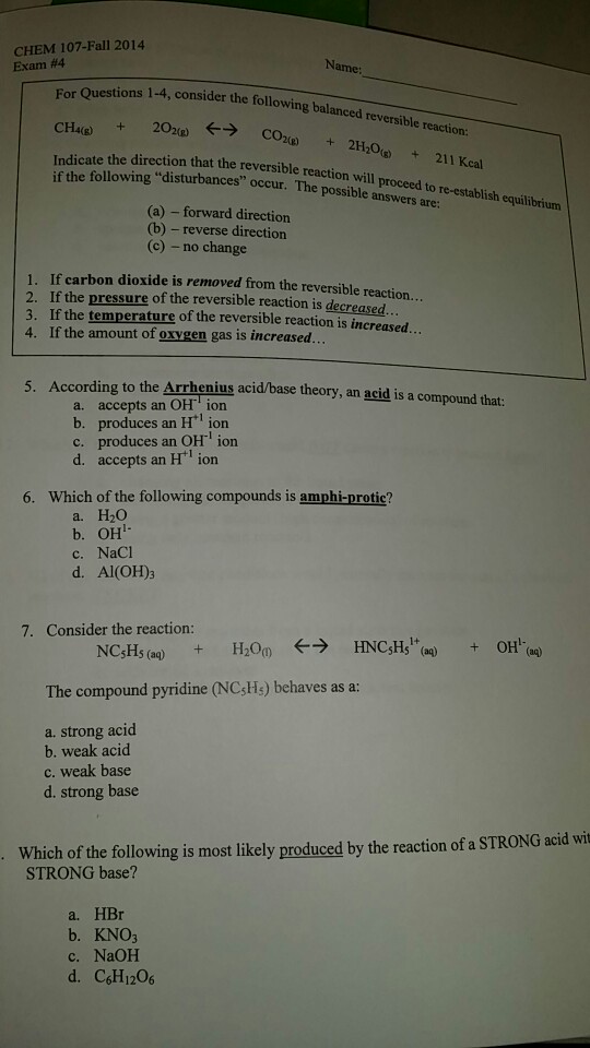 Solved For Questions 1-4, consider the following balanced | Chegg.com Solved For Questions 1-4, consider the following balanced | Chegg.com