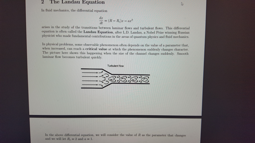 2 The Landau Equation. In fluid mechanics, the | Chegg.com