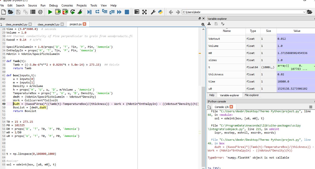 Solved Error "numpy.float64" keeps showing up on line 49. | Chegg.com