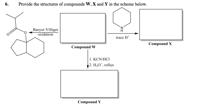 Solved 6 Provide the structures of compounds W, X and Y in | Chegg.com