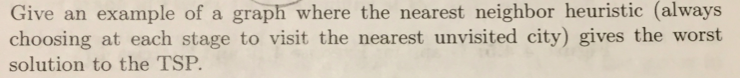 Solved Give an example of a graph where the nearest neighbor | Chegg.com