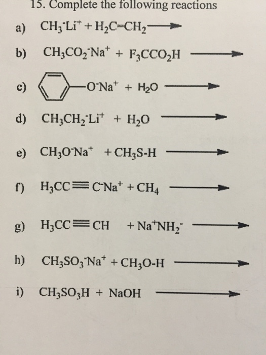Solved Complete the following reactions CH3-Li^+ + | Chegg.com