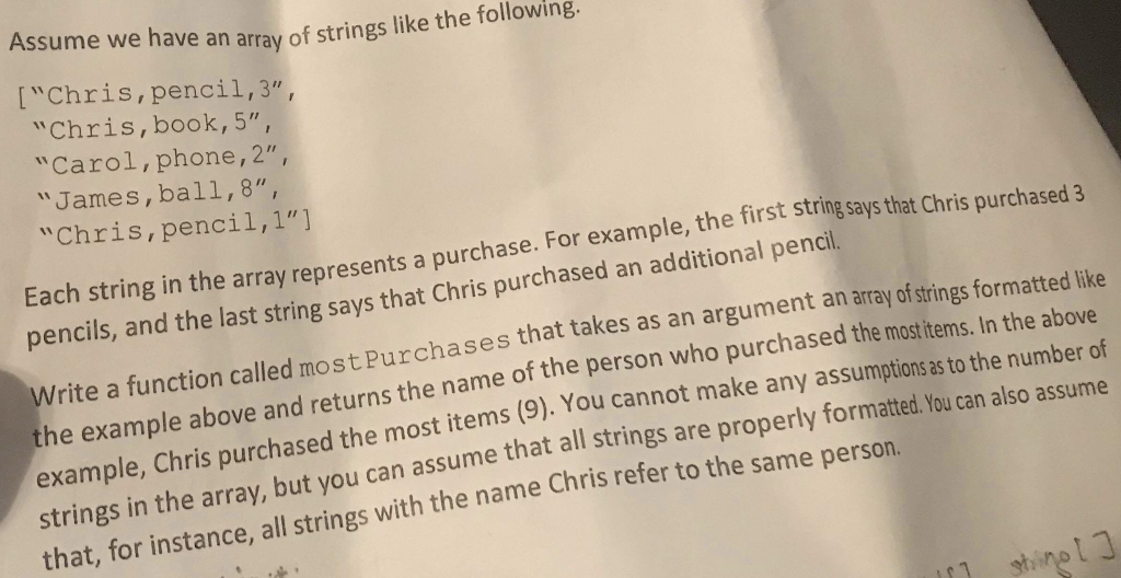Solved Assume we have an array of strings e an array of | Chegg.com